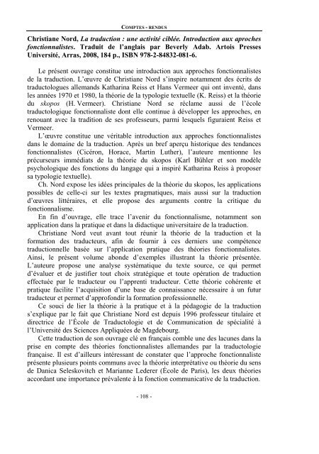 Christiane Nord, La traduction : une activitÃ© ciblÃ©e ... - eer.cz