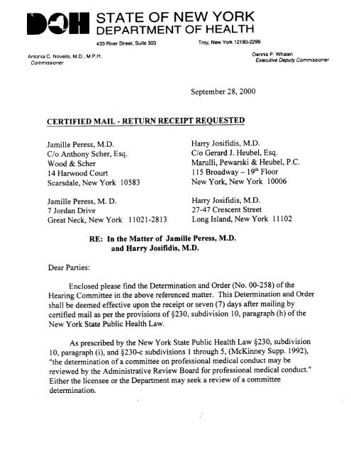 License No. 166922, Harry Josifidis, M.D. - New York State ...