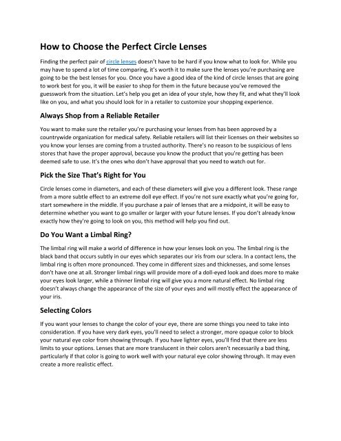 How to get the perfect circle lenses