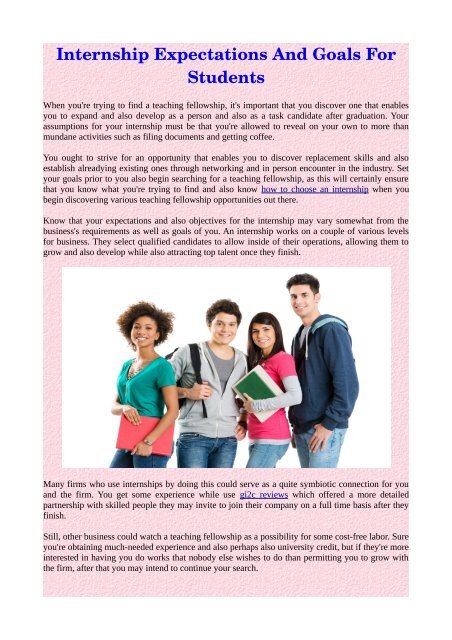 Internship Expectations And Goals For Students