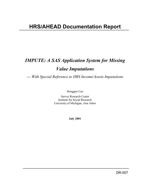 A SAS Application System for Missing Value Imputation