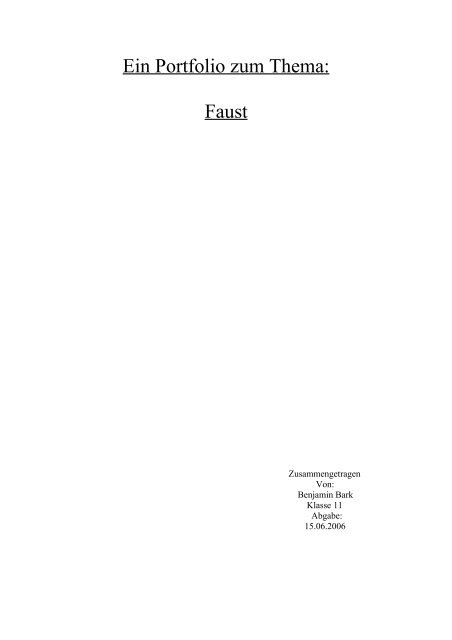 Ein Portfolio zum Thema Faust