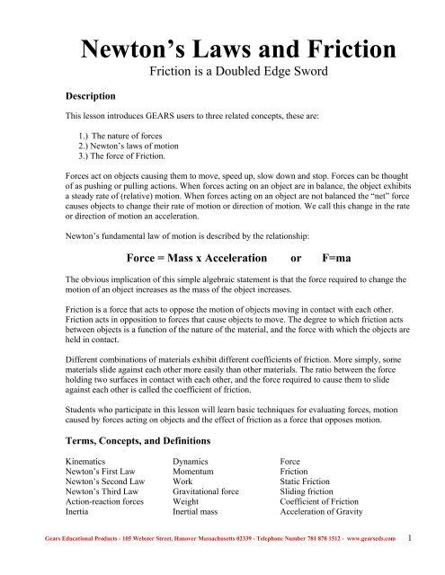 Newton’s Laws and Friction