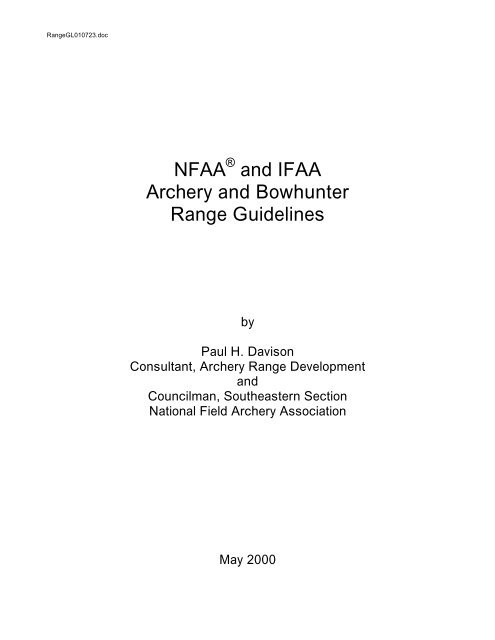 NFAA and IFAA Archery and Bowhunter Range Guidelines