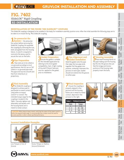 GRUVLOK INSTALLATION AND