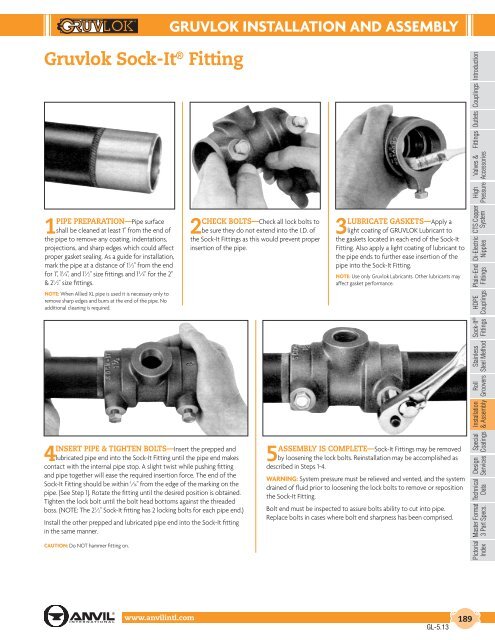 GRUVLOK INSTALLATION AND
