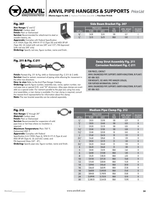 anvil pipe hangers & supp