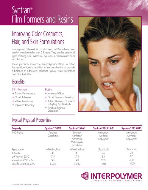 Film Formers and Resins