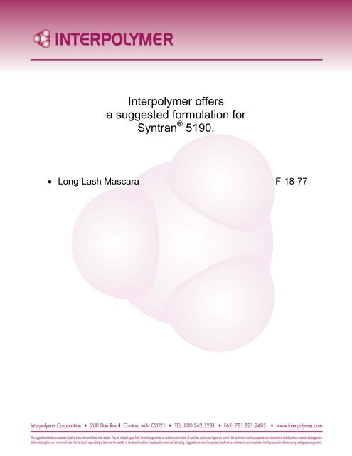 Interpolymer offers a suggested formulation for Syntran 5190