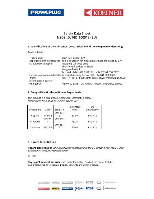 Safety Data Sheet MSDS ID FID-100018 (EU)