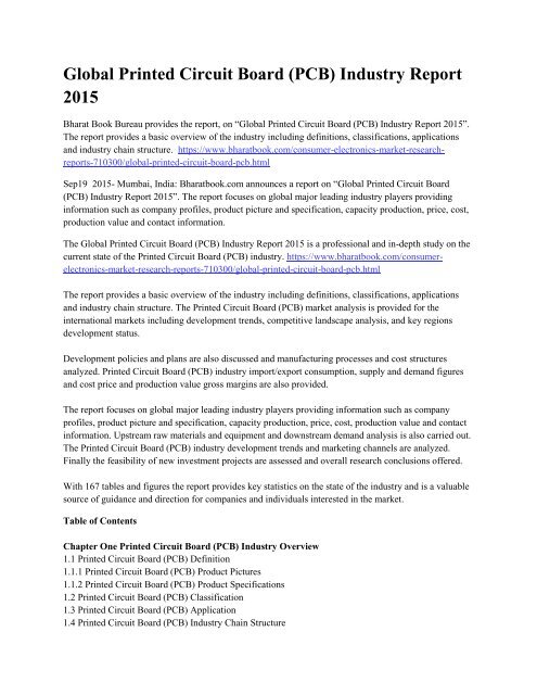 Global Printed Circuit Board (PCB) Industry Report 2015
