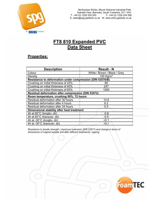 FT8 810 Expanded PVC Data Sheet