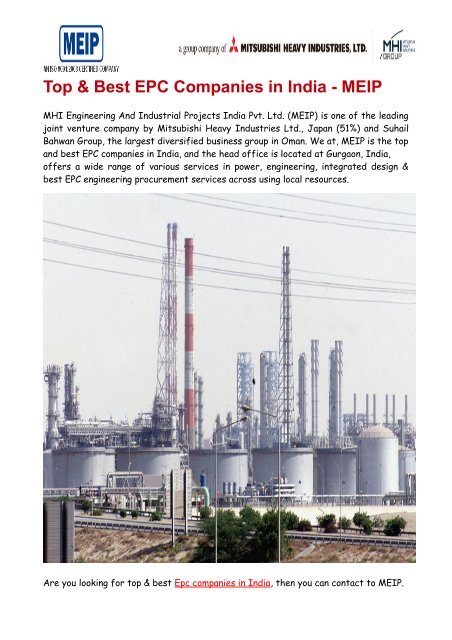 Top & Best EPC Companies in India - MEIP