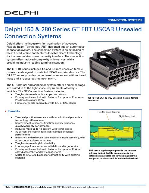 Delphi 150 & 280 Series GT FBT USCAR Unsealed Connection ...