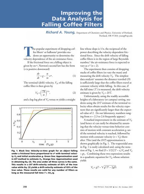 Improving the Data Analysis for Falling Coffee Filters