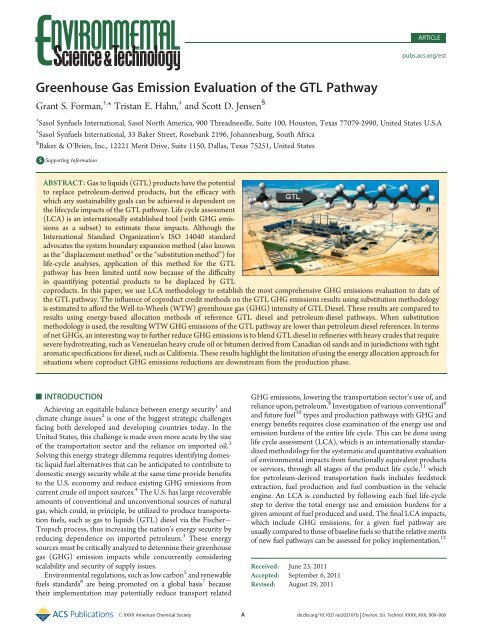 Supporting Information - Gas-To-Liquids | Sasol GTL