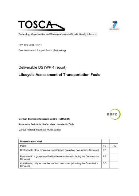 Lifecycle Assessment of Transportation Fuels - TOSCA Project