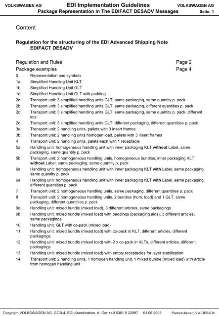 Package structures in the VW EDIFACT DESADV - VWGroupSupply ...