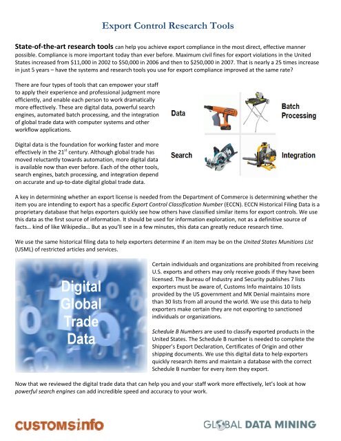 Export Control Research Tools - Global Data Mining