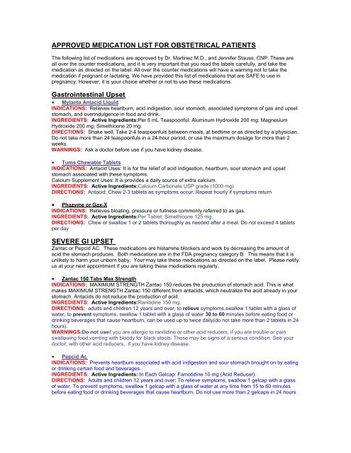 approved medication list for obstetrical patients - Santa Fe Ob/Gyn