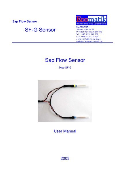 SF-G Sensor Sap Flow Sensor