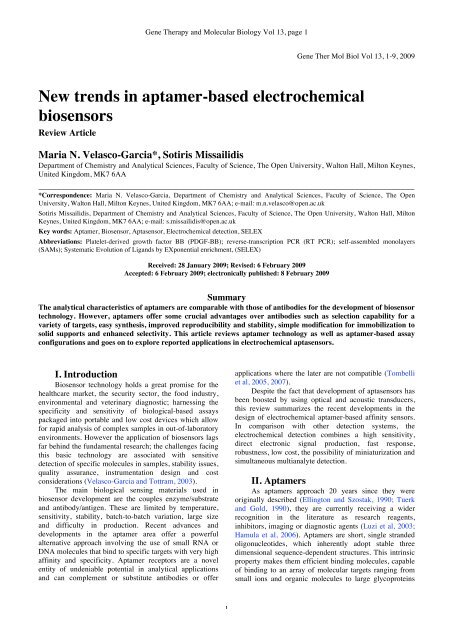 New trends in aptamer-based electrochemical biosensors