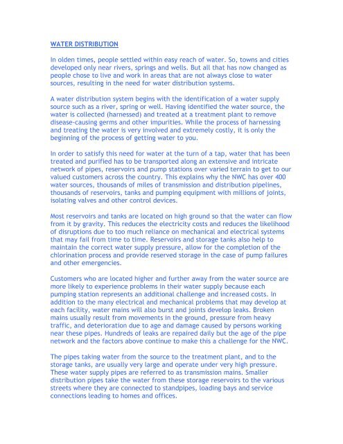 Water Distribution - National Water Commission