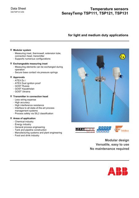 Temperature sensors SensyTemp TSP111 TSP121 TSP131