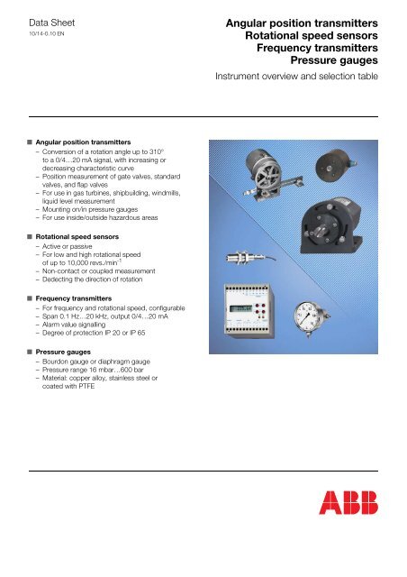 Angular position transmitters Rotational speed sensors ... - Prega