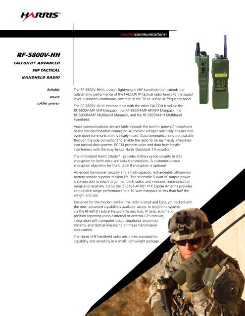 RF-5800V-HH Falcon II Advanced VHF Tactical Handheld Radio