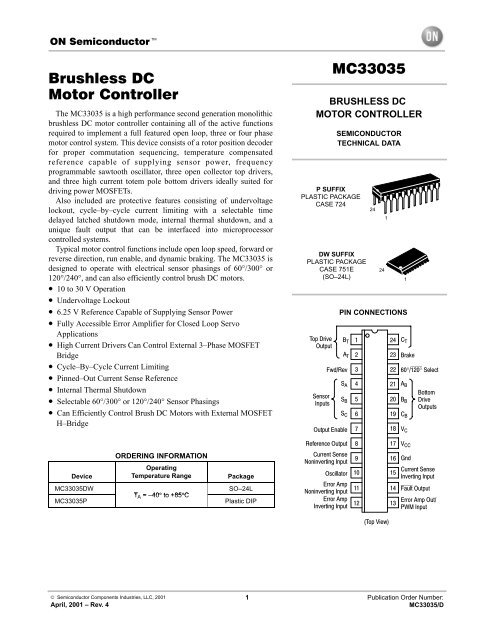 Brushless DC Motor Controller MC33035