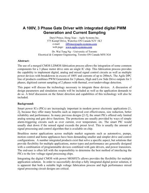 A 100V, 3 Phase Gate Driver with integrated digital PWM Generation ...