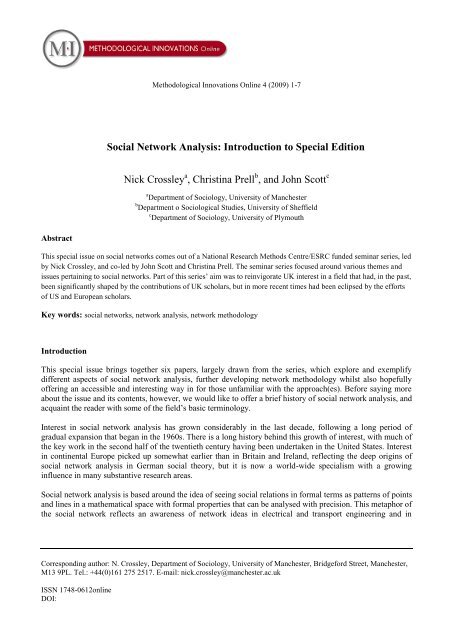 Nick Crossley Christina Prell and John Scott