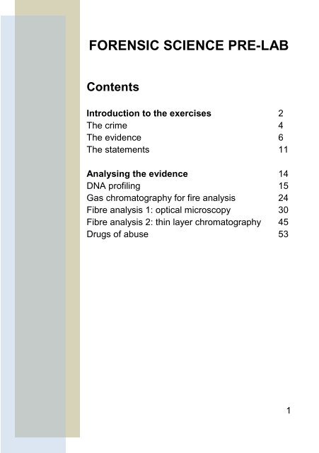 FORENSIC SCIENCE PRE-LAB