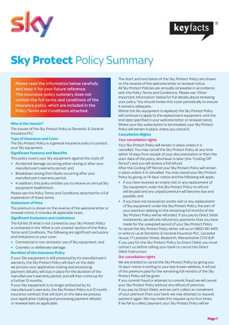 Sky Protect Policy Summary