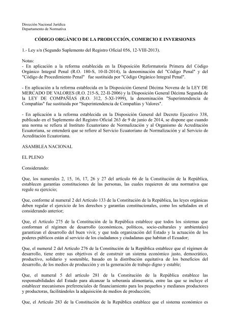 CODIGO ORGANICO DE LA PRODUCCION, COMERCIO E INVERSIONES, COPCI[2]