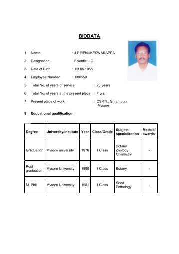 Biodata - More photos