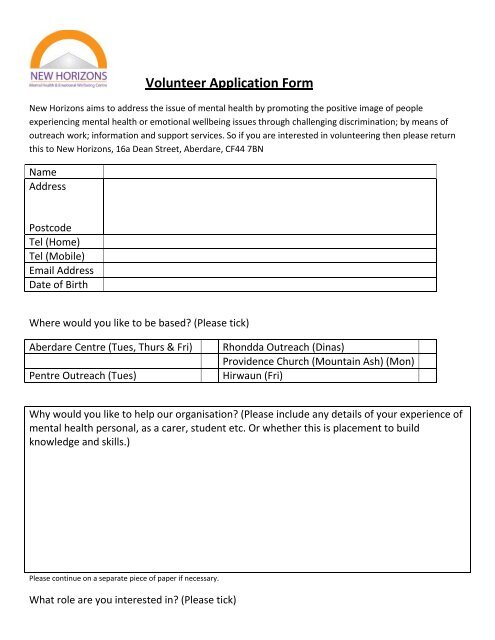 Volunteer Application Form