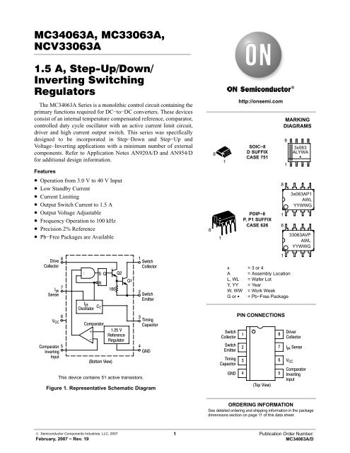 MC34063A MC33063A NCV33063A 1.5 A Step−Up/Down/ Inverting Switching ...