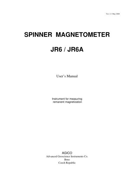 SPINNER MAGNETOMETER JR6 / JR6A