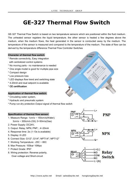 GE-327 Thermal Flow Switches Sensor