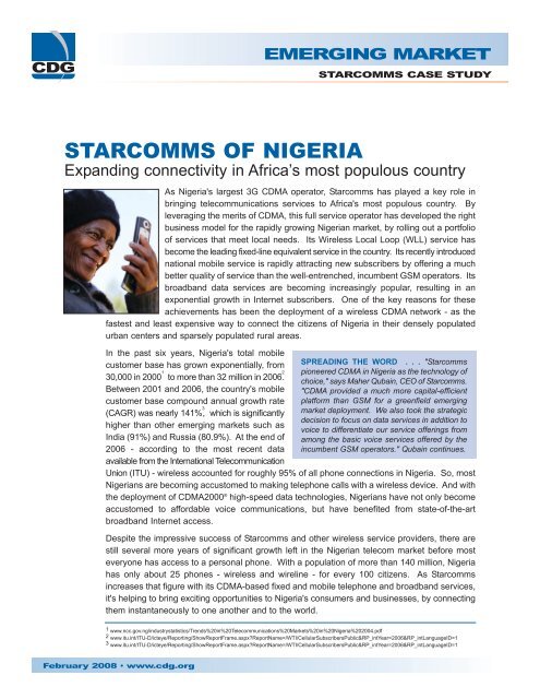 STARCOMMS OF NIGERIA - CDMA Development Group