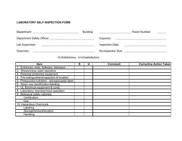 Laboratory Self Inspection Form