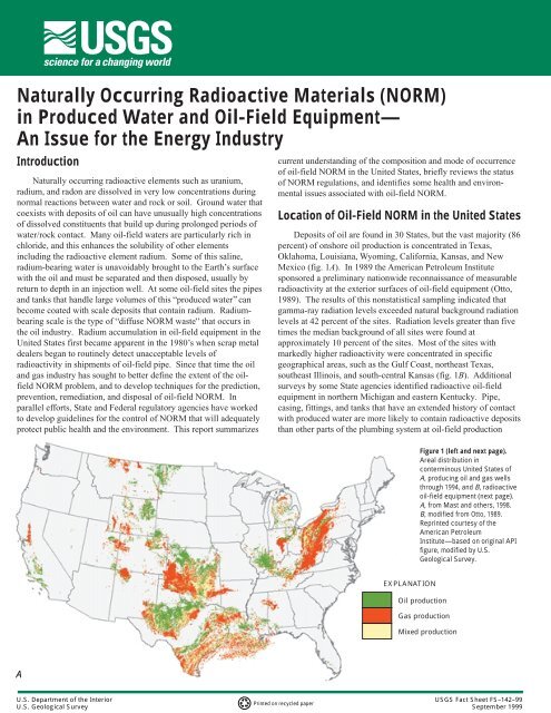 Naturally Occurring Radioactive Materials (NORM) in ... - USGS