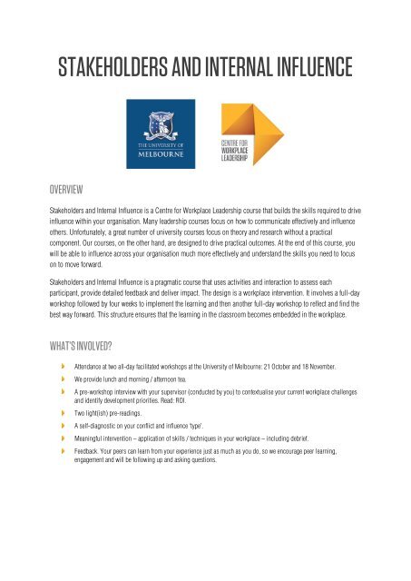 Stakeholders and internal influence