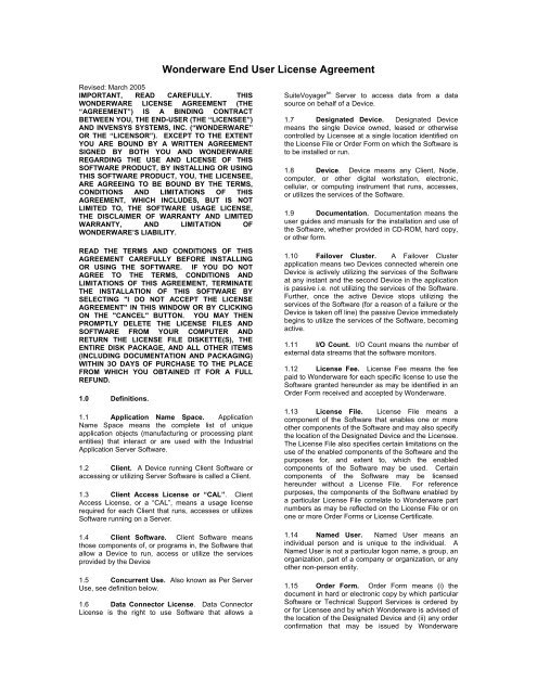 Wonderware End User License Agreement