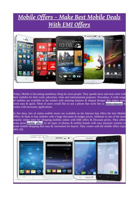 Mobile Offers – Make Best Mobile Deals With EMI Offers