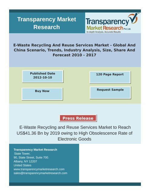 E-Waste Recycling And Reuse Services Market