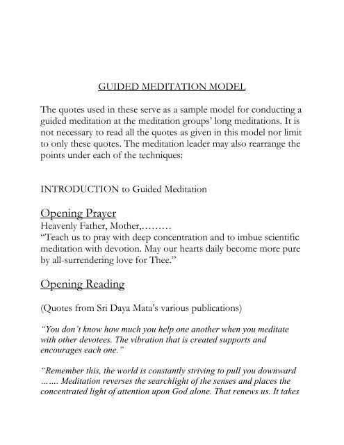 Opening Prayer Opening Reading