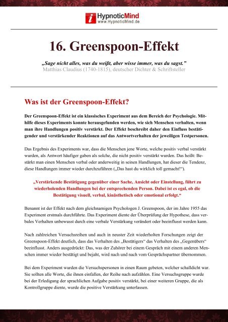 Greenspoon-Effekt Erklärt